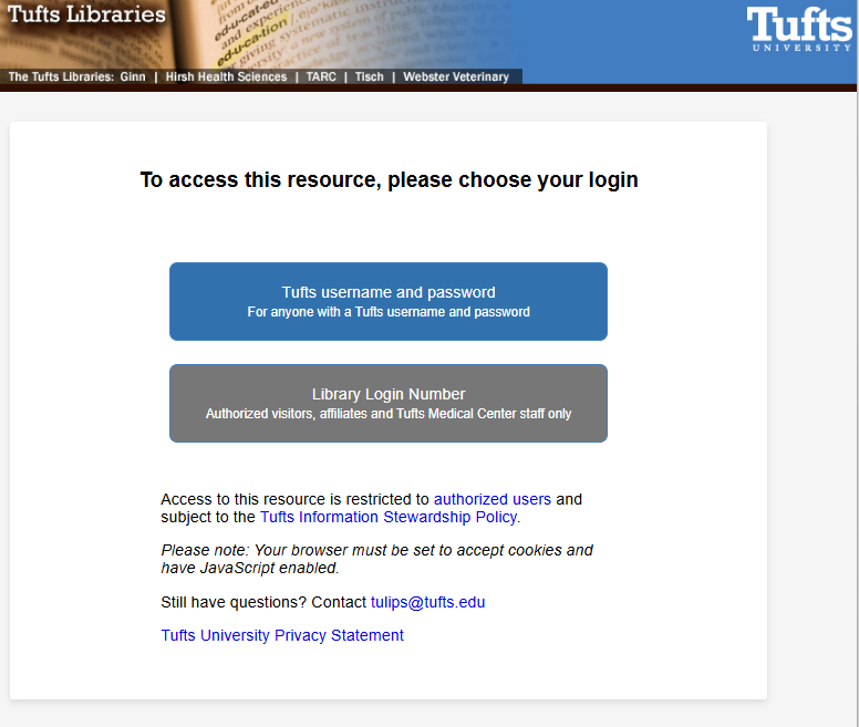 Tufts Libraries OpenAthens Support Guide
