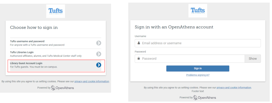 Tufts Libraries OpenAthens Support Guide