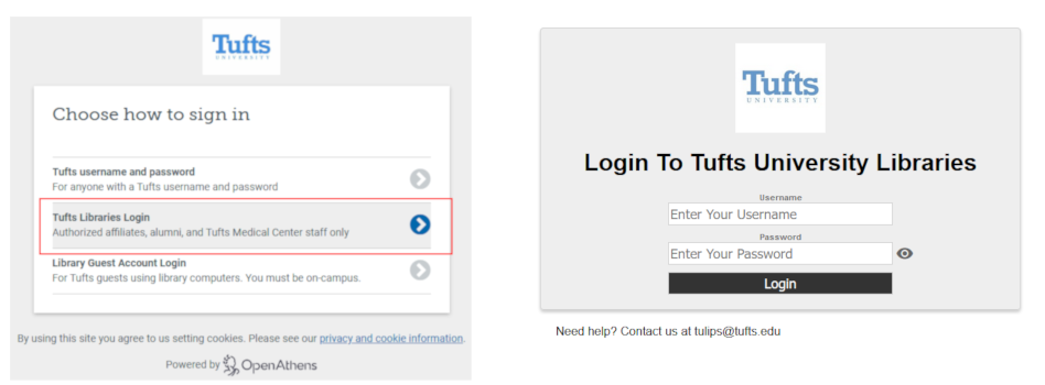 Tufts Libraries OpenAthens Support Guide