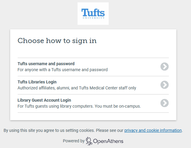Tufts Libraries OpenAthens Support Guide