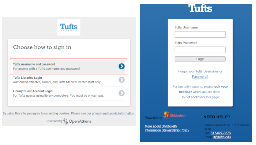 Tufts Libraries OpenAthens Support Guide